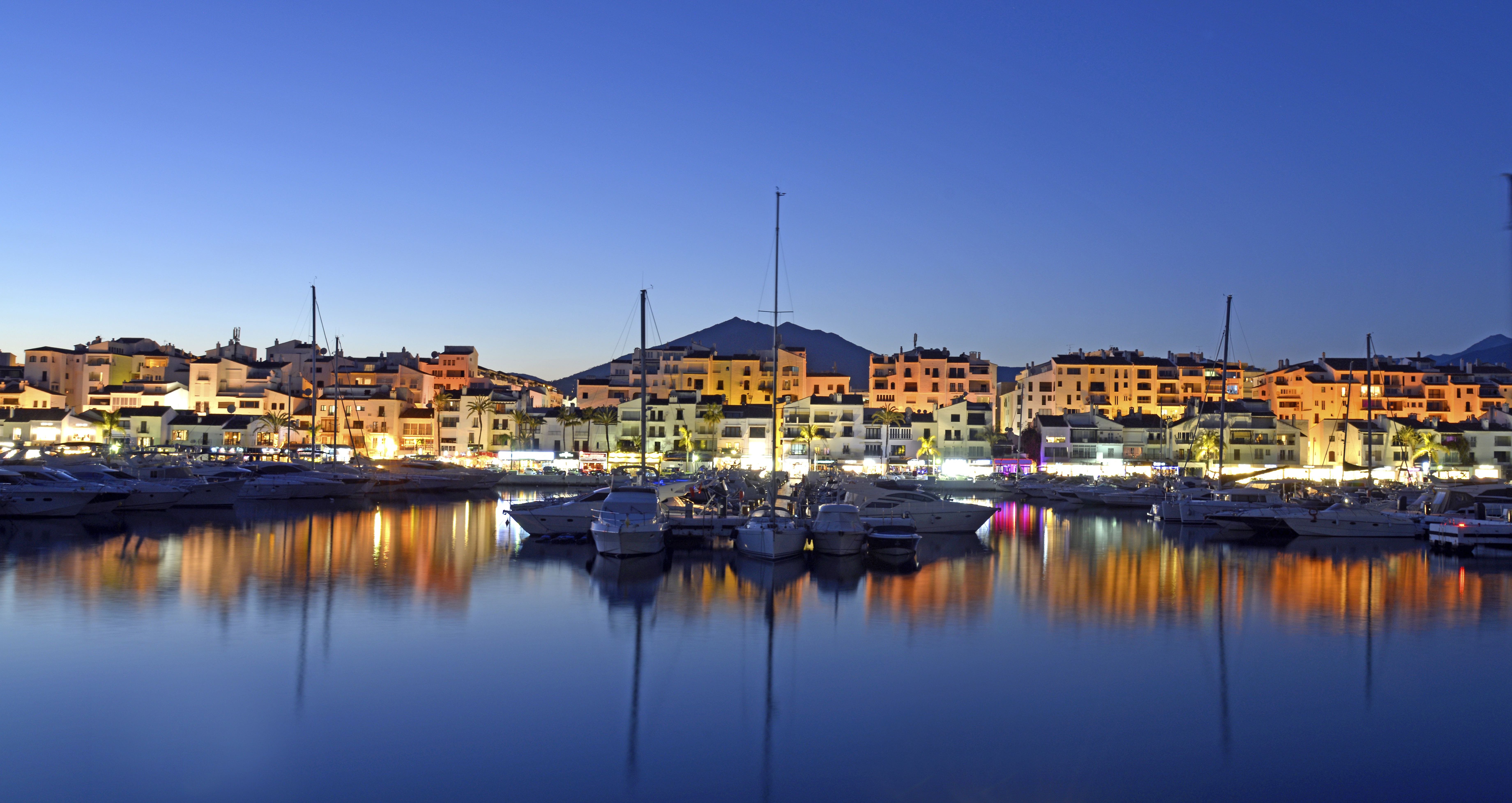 Puerto Banus Marina at night. Marbella Spain. – Prestige Property